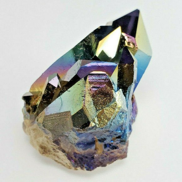 Accents | Aaa Natural Quartz Crystal Stone Rainbow Titanium Cluster ...